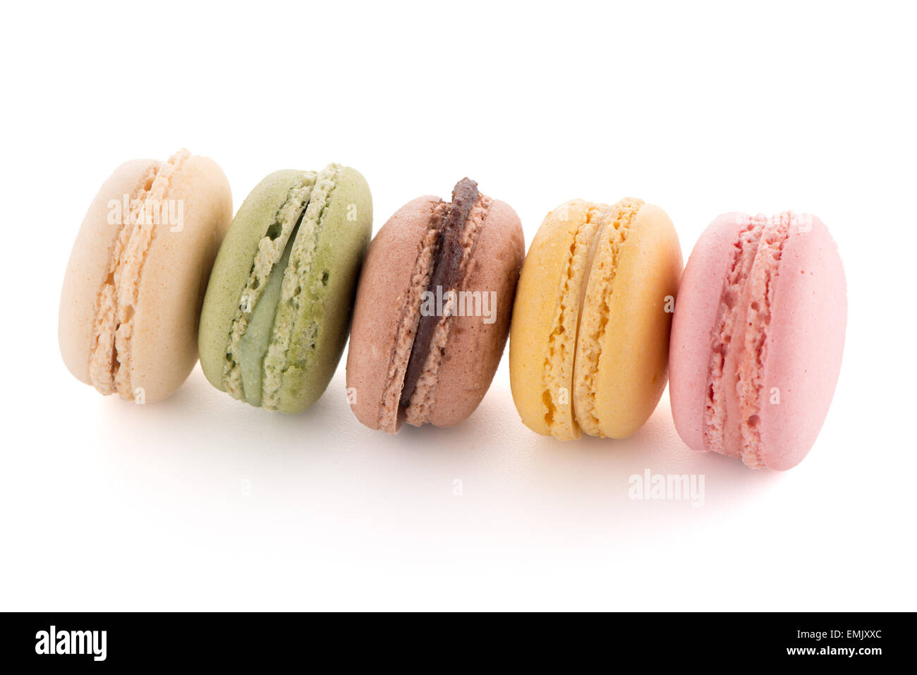 Colorful French Macarons on the white background Stock Photo - Alamy