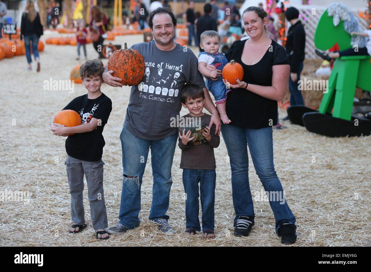 Gavin Pierce and his family arrives at Mr Bones Pumpkin Patch Featuring ...
