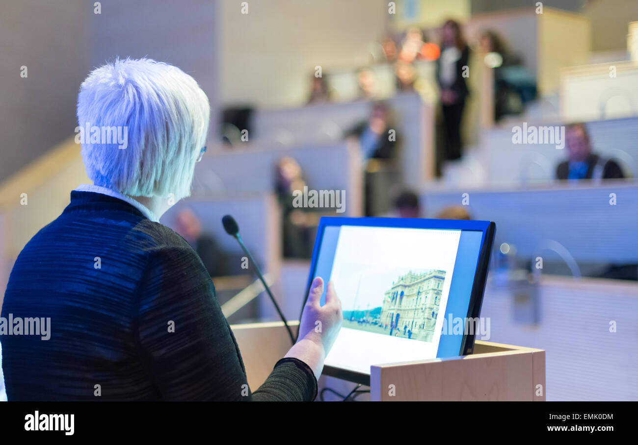 Business woman lecturing at Conference Stock Photo - Alamy
