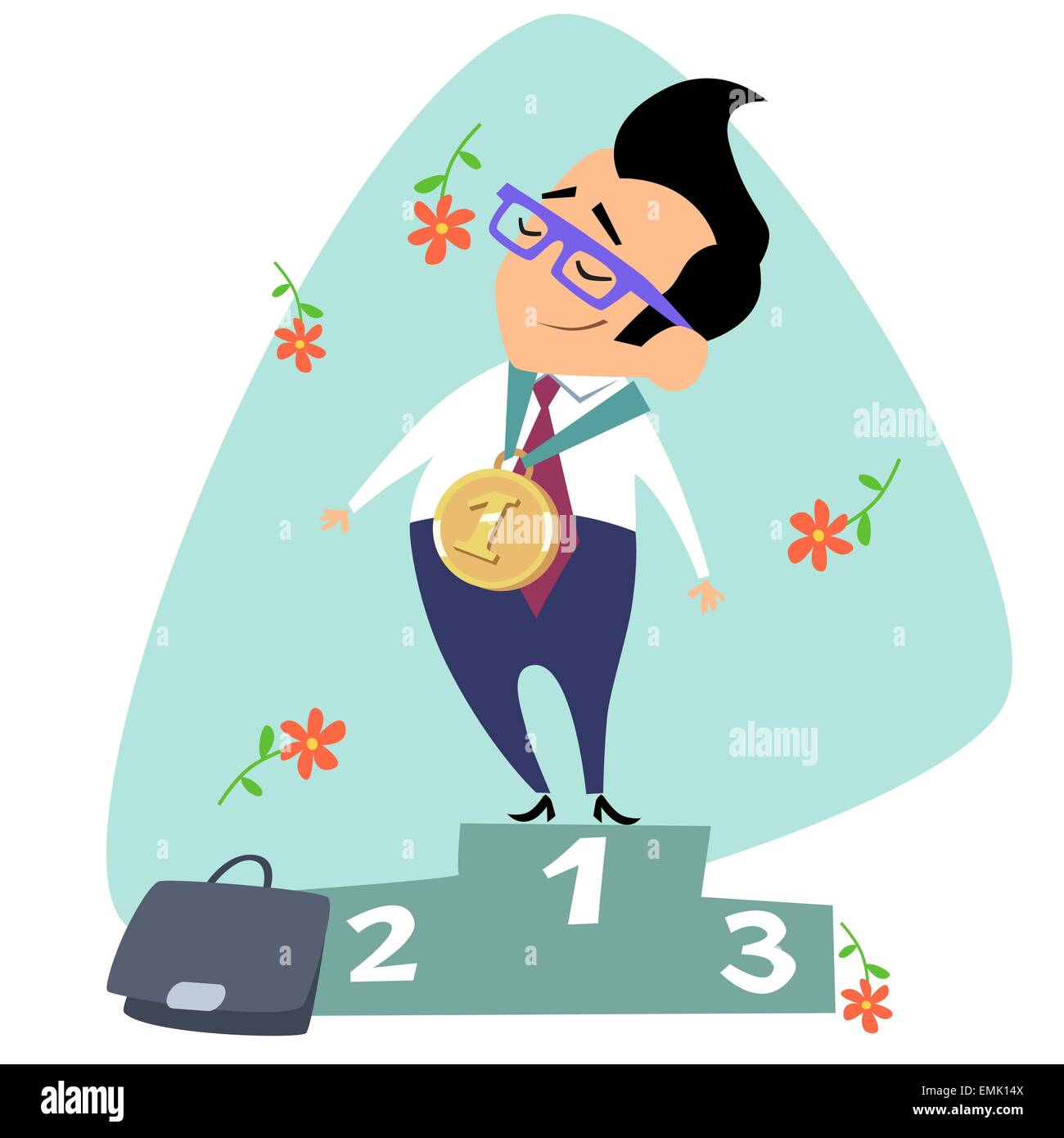 Businessman winner in the first place triumph. The image of business as ...
