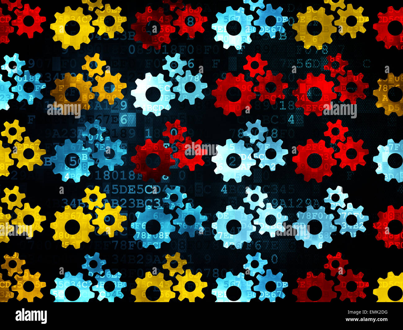 Finance concept: Gears icons on Digital background Stock Photo - Alamy