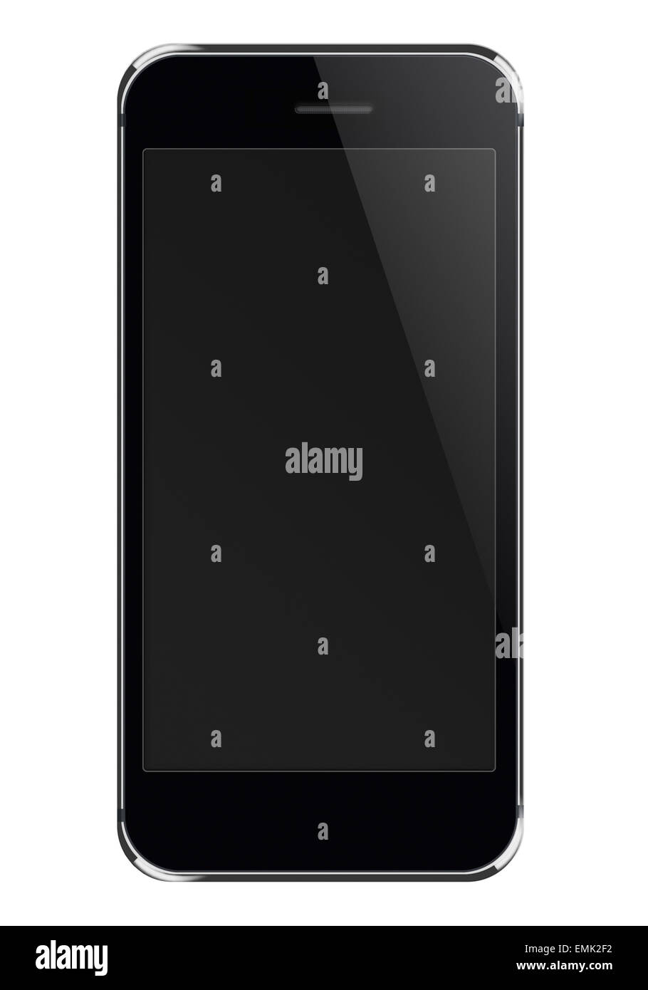 Realistic mobile phone with empty screen isolated on white background ...