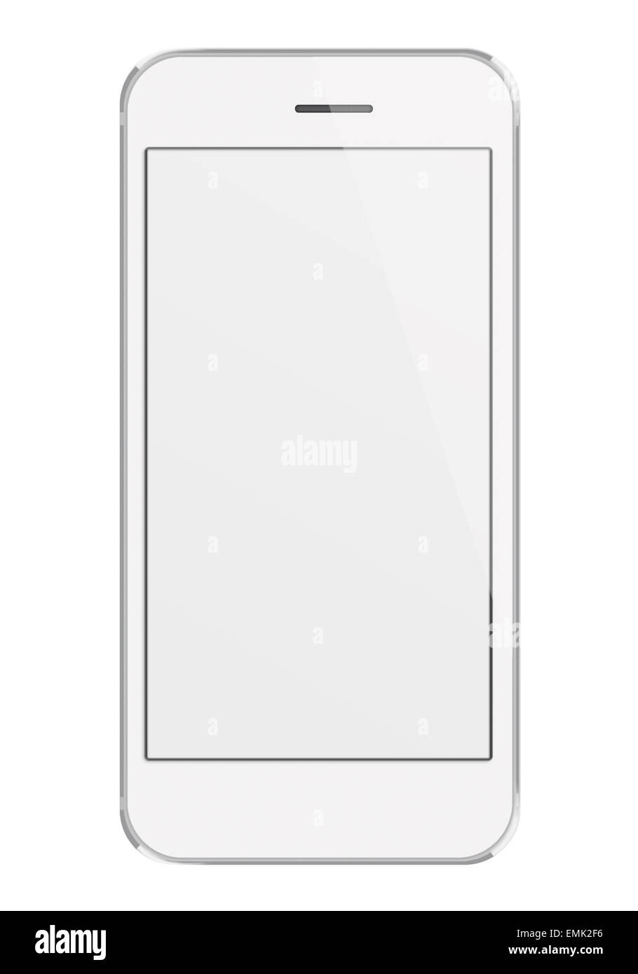 Realistic mobile phone with blank screen isolated on white background ...