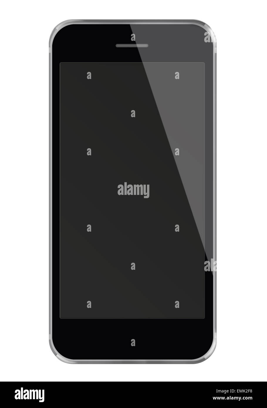 Realistic mobile phone with empty screen isolated on white background ...