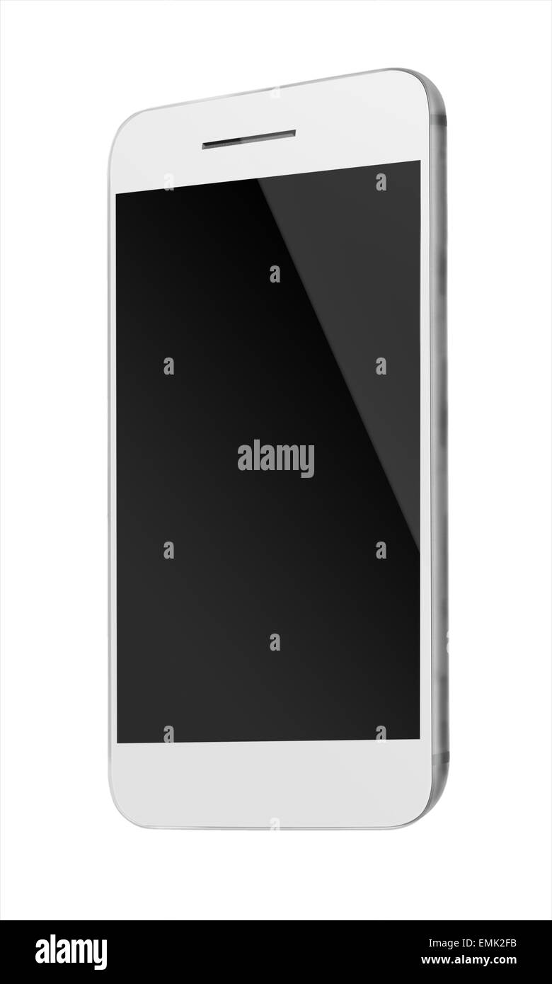 Realistic mobile phone with empty screen isolated on white background ...