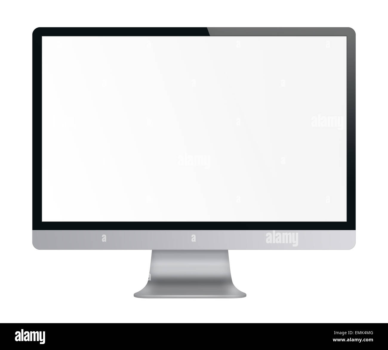 Computer display with white blank screen. Front view. Isolated on white ...