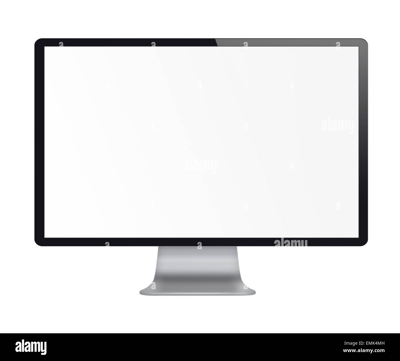 Computer display with white blank screen. Front view. Isolated on white ...
