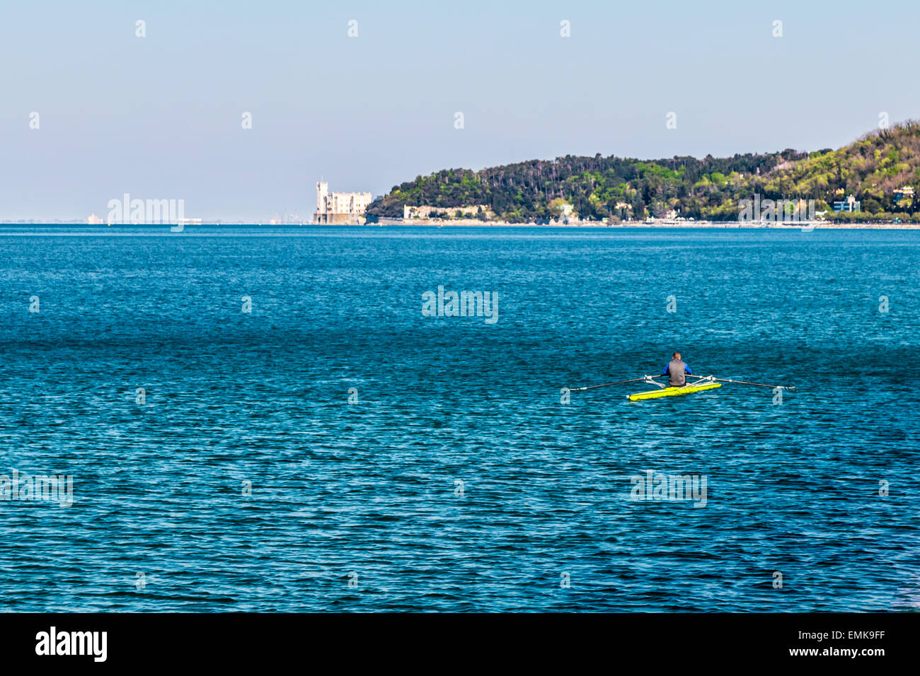 with a kayak in the bay of Trieste Stock Photo - Alamy