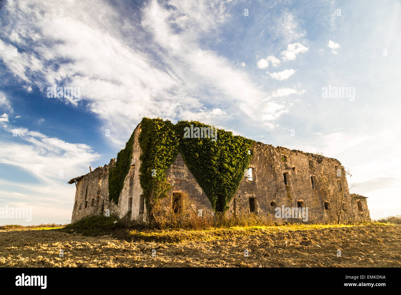 an abandoned and ruined farm in the fields of Italy Stock Photo - Alamy
