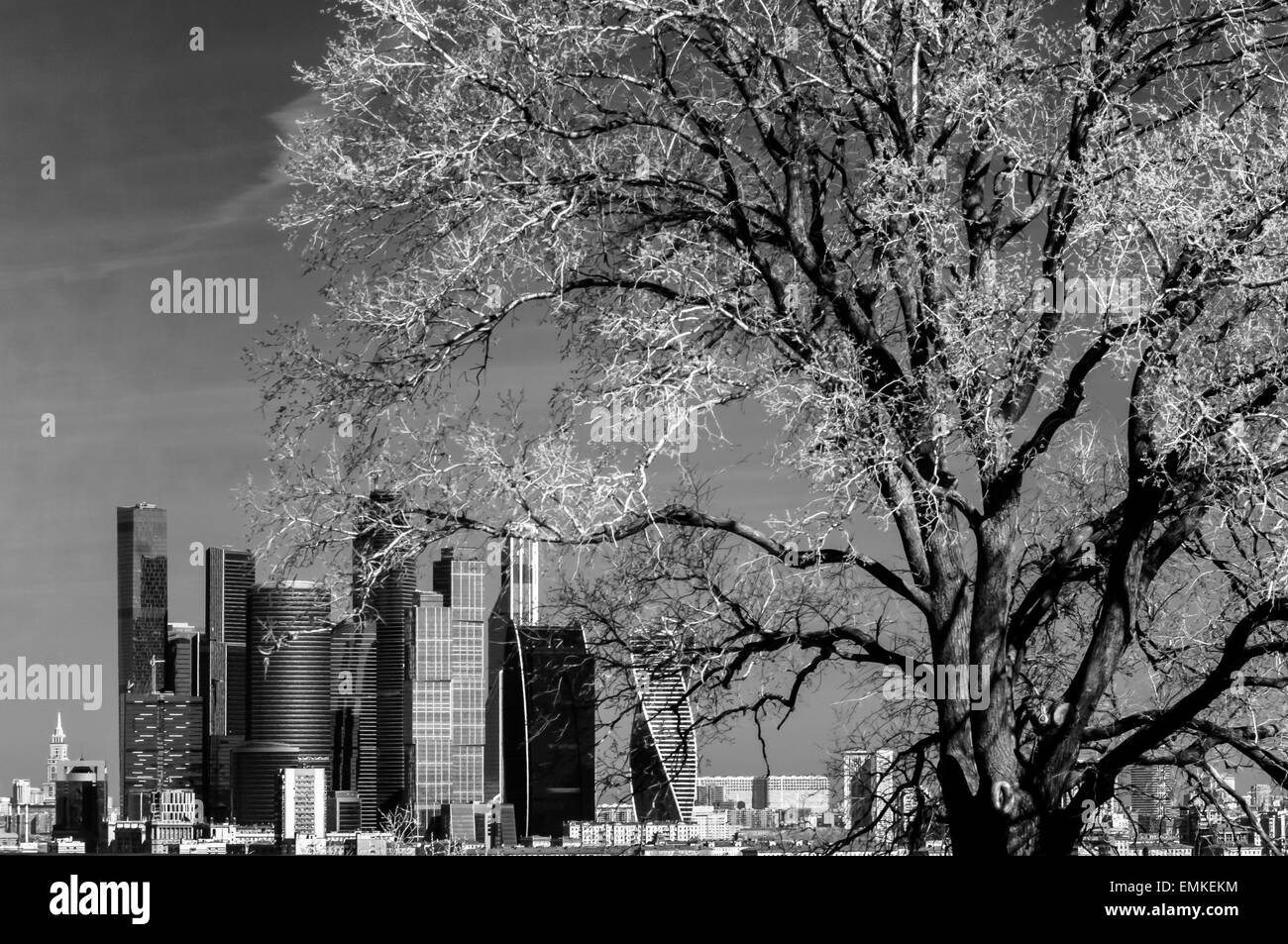 Picturesque view of the Moscow City in infrared, Moscow, Russia Stock ...