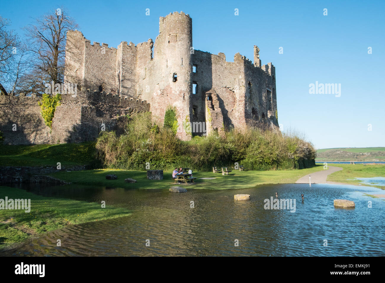 Public car park next Laugharne Castle flooded,under water, during a ...