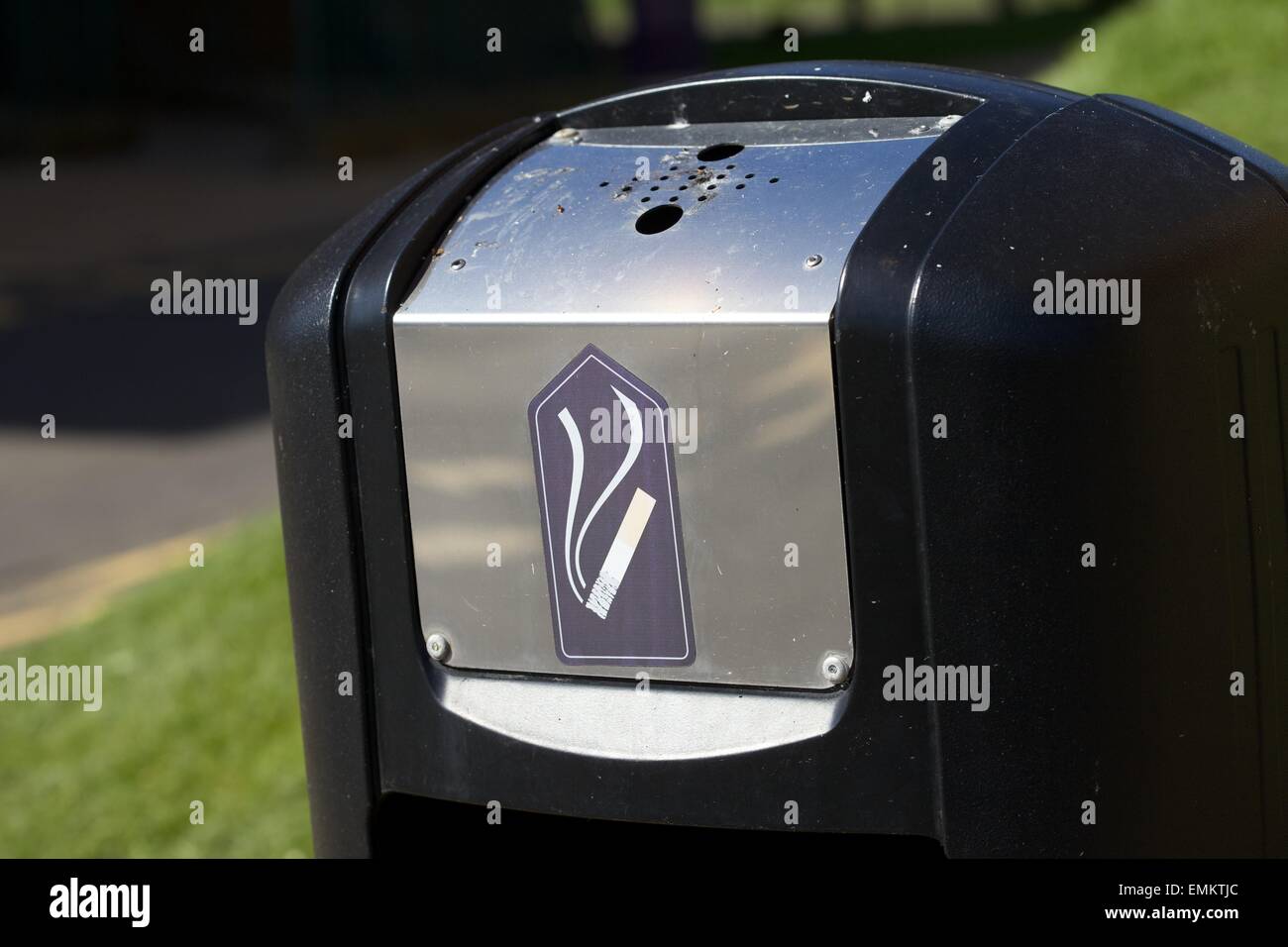 stainless steel smokers bin on a University campus Stock Photo - Alamy