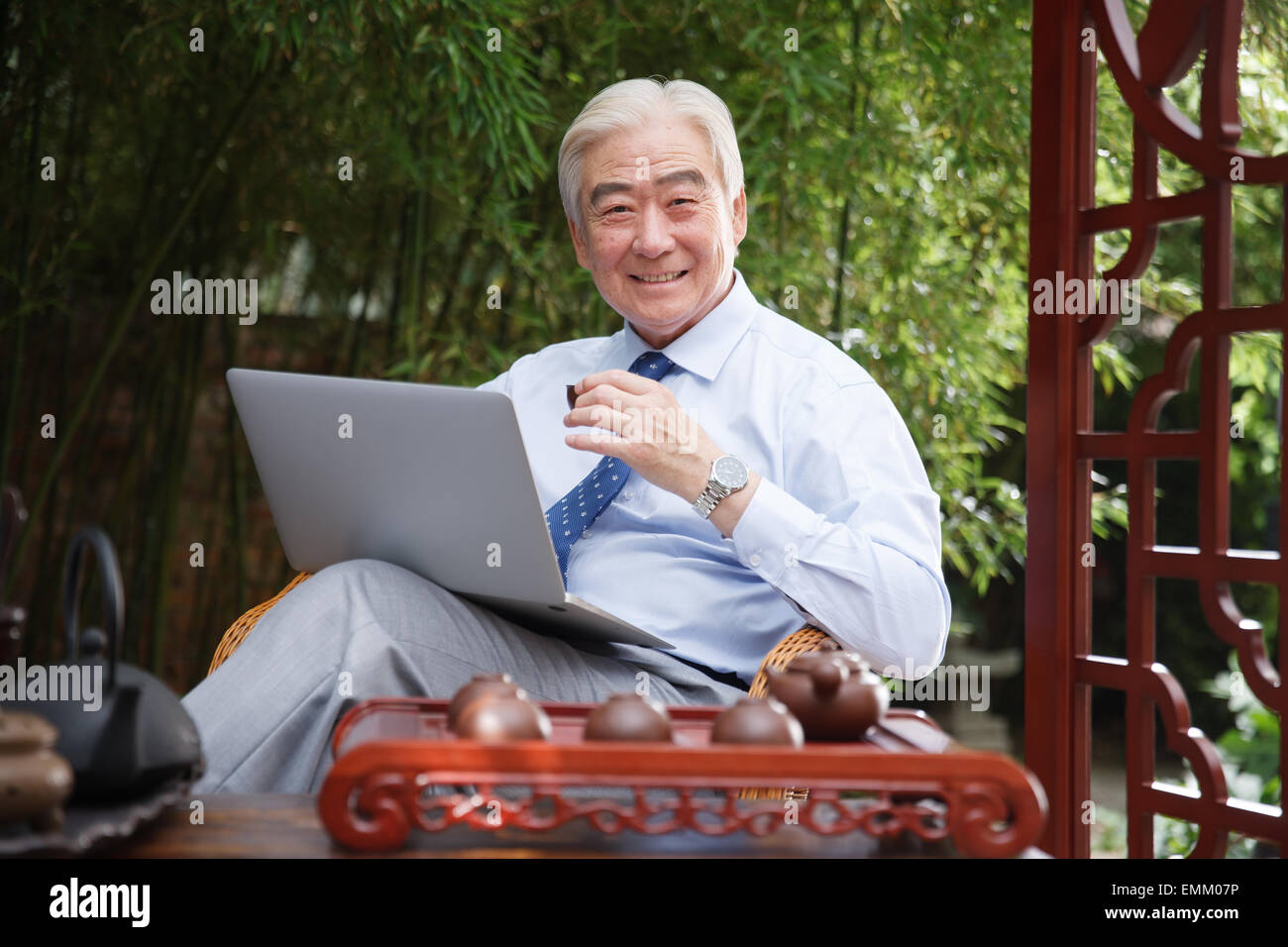 Indian asian old man using computer hi-res stock photography and images ...