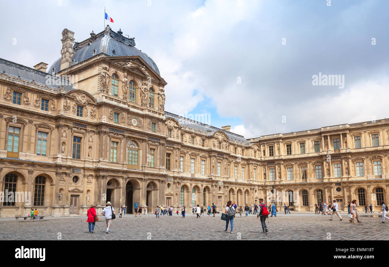 Louvre exterior with people hi-res stock photography and images - Alamy