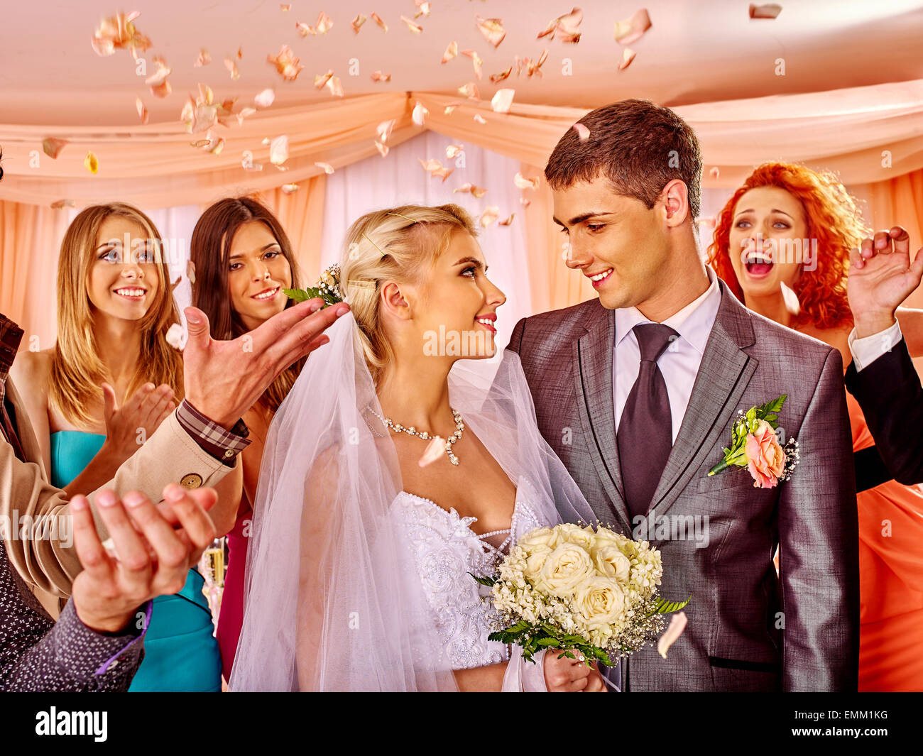 Group people at wedding Stock Photo - Alamy