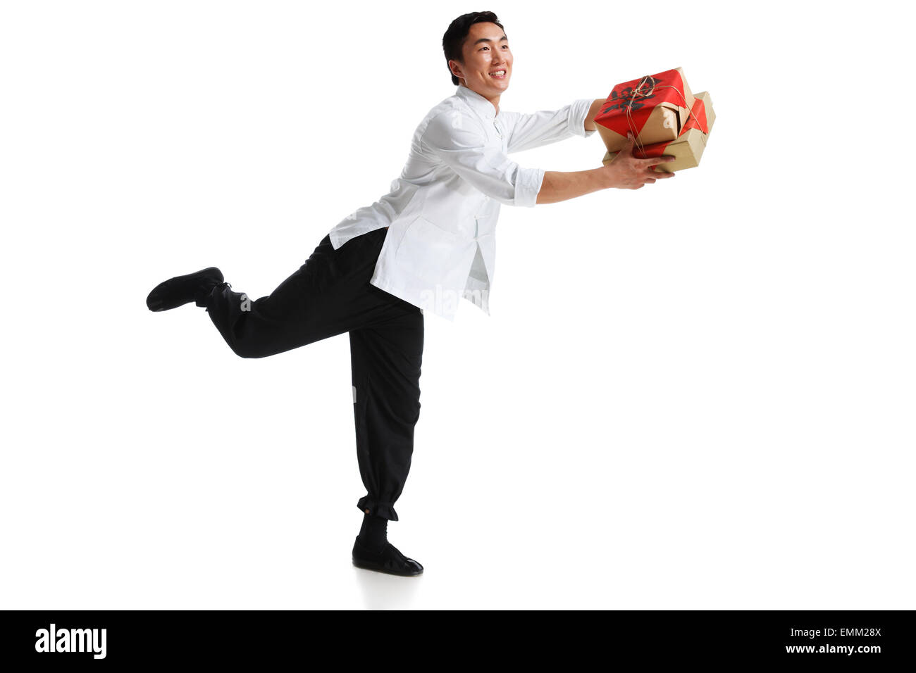 The young man took the gift box Stock Photo - Alamy