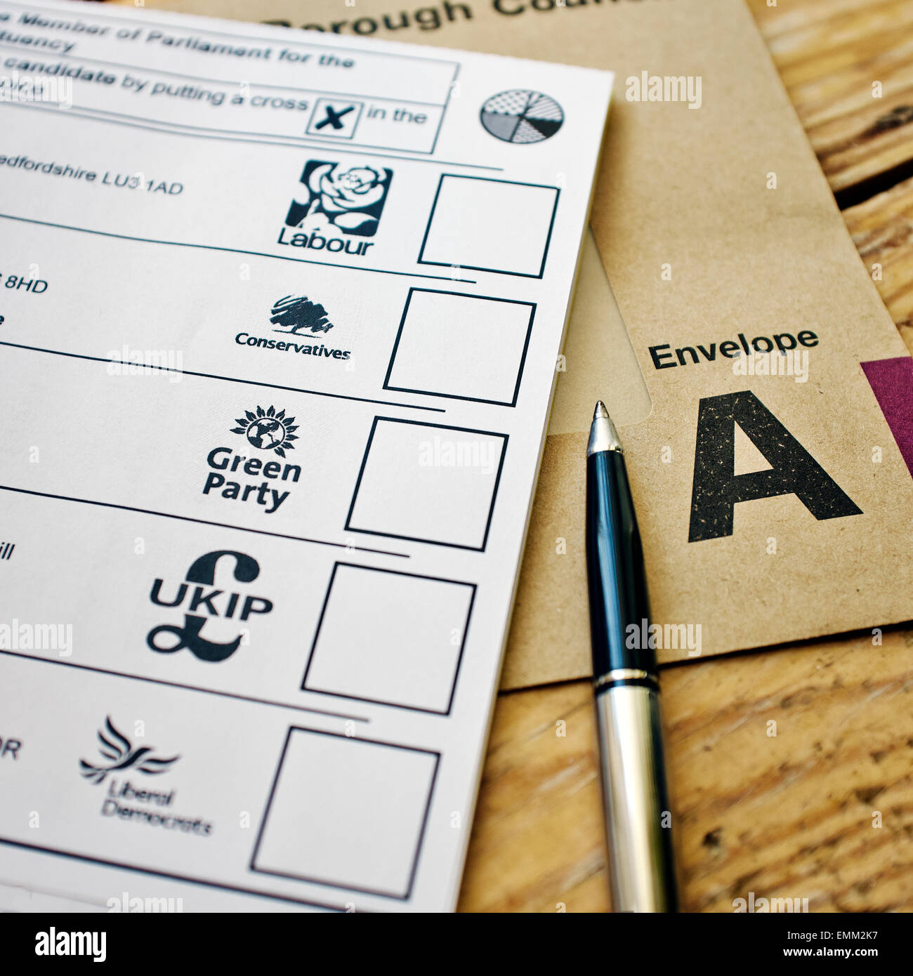 UK Political Parties - Filling in a postal vote form for the UK general ...