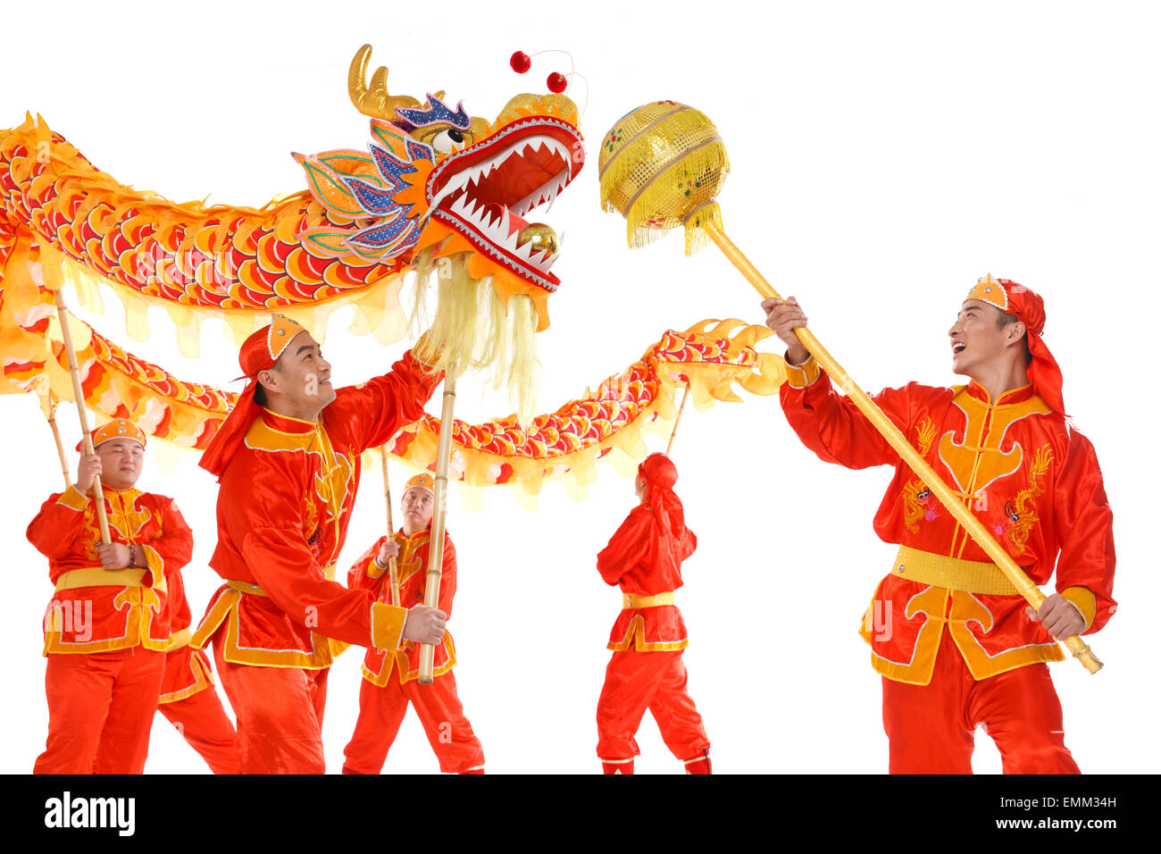 Chinese dragon dance on white hi-res stock photography and images - Alamy