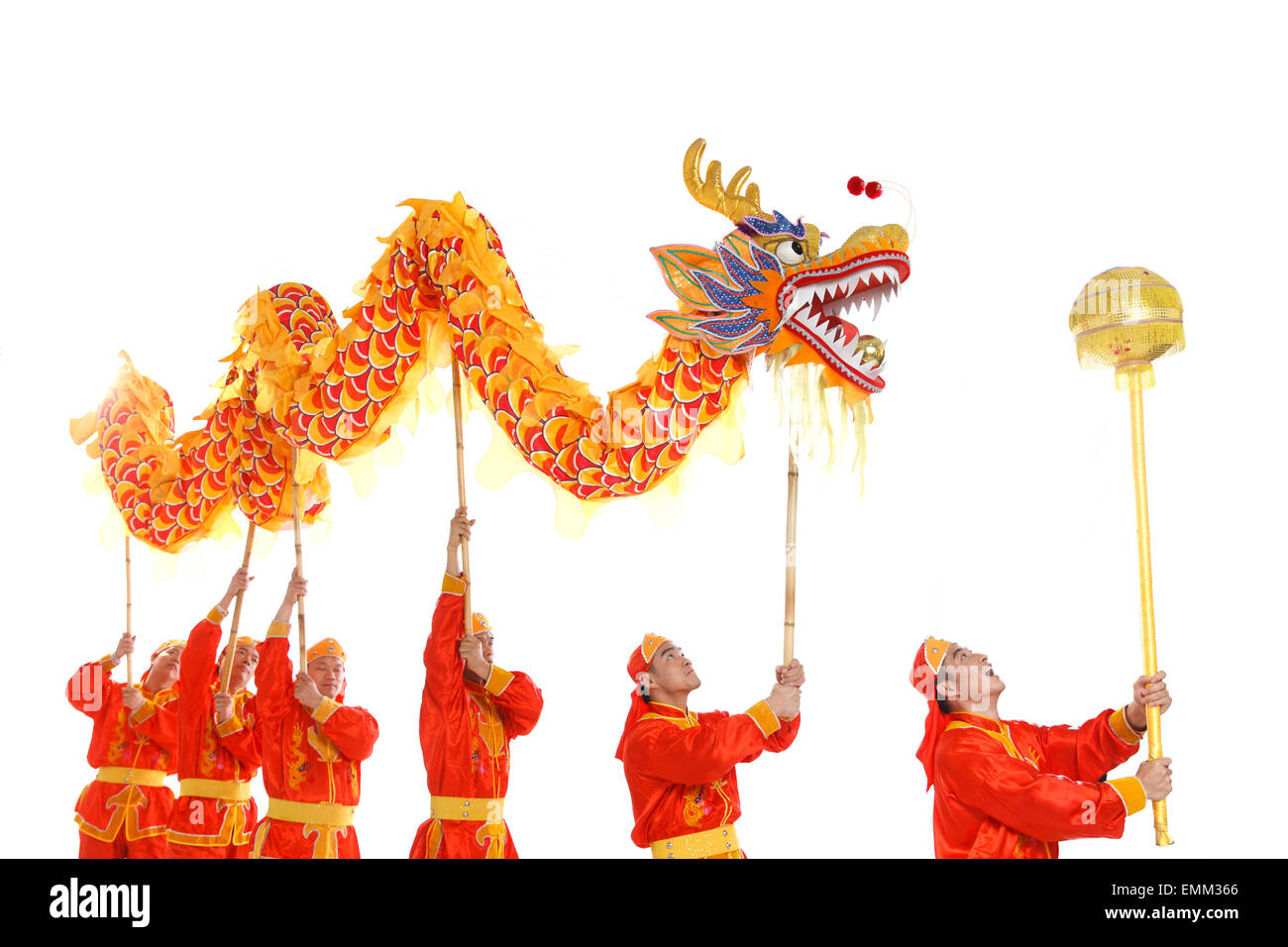 Chinese dragon dance on white hi-res stock photography and images - Alamy