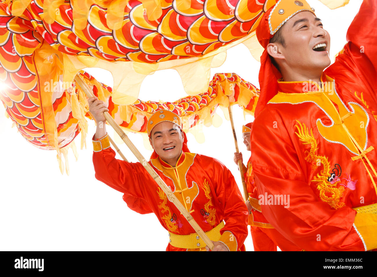 Chinese dragon dance on white hi-res stock photography and images - Alamy