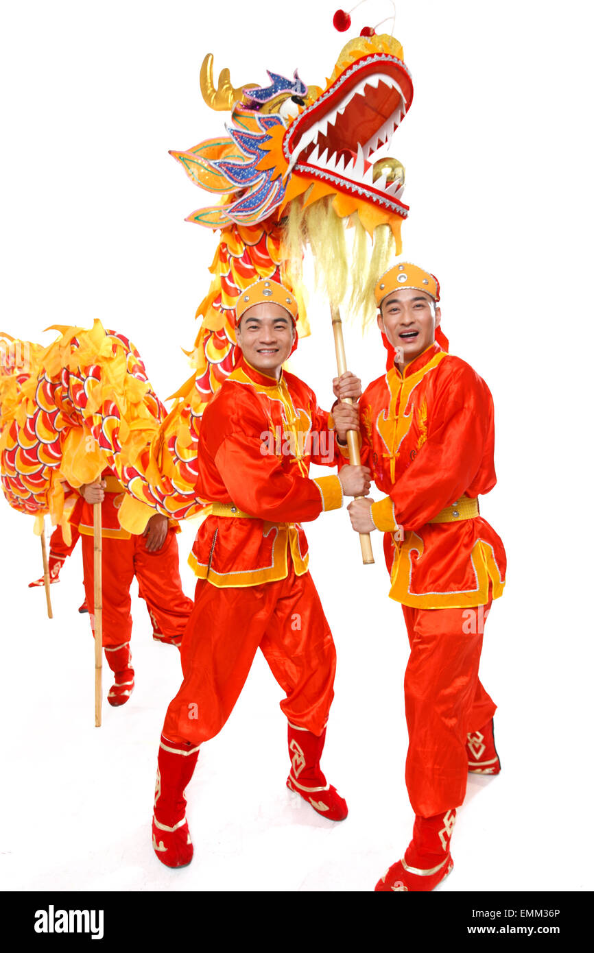 Chinese dragon dance on white hi-res stock photography and images - Alamy