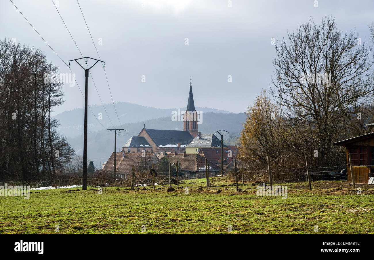 Old countryside church in Breitenbach, Alsace, France, spring Stock ...
