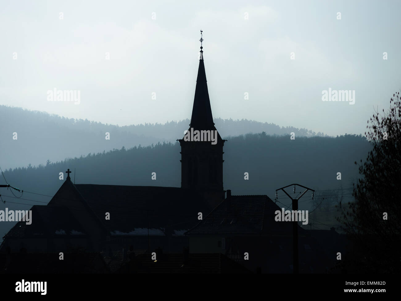 Old countryside church in Breitenbach, Alsace, France, spring Stock ...
