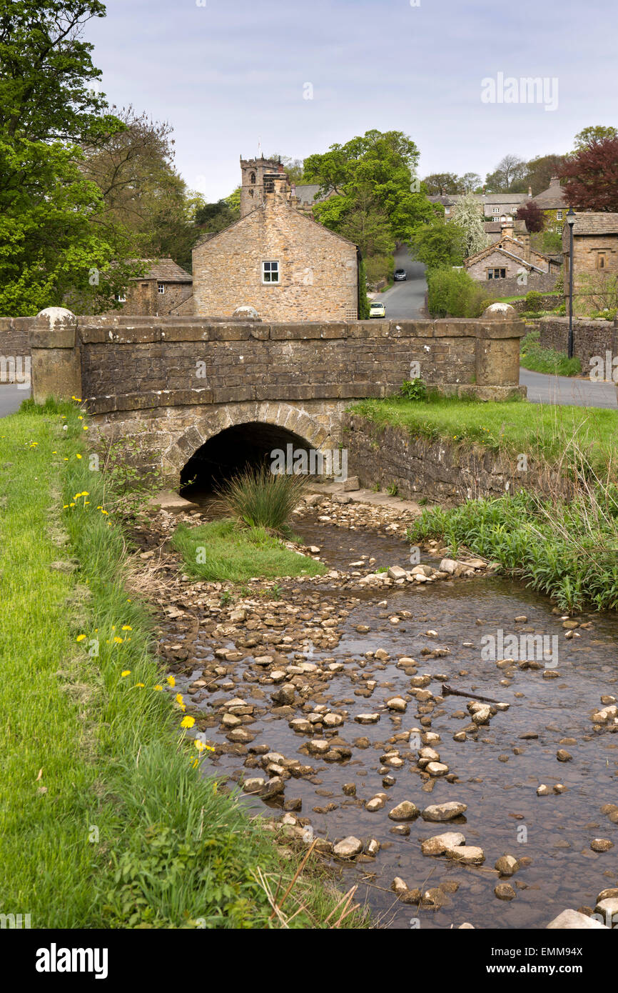 UK, England, Lancashire, Ribble Valley, Downham beck flowing through ...