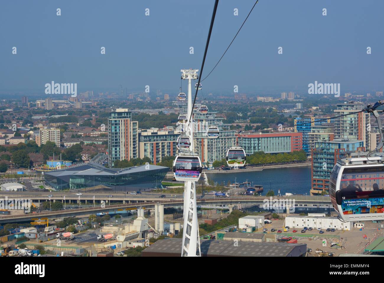 The Emirates Cable Car across River Thames in London, England. From ...
