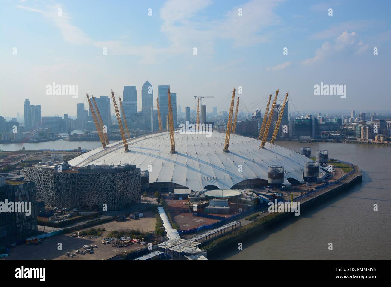 The O2 Arena on the Greenwich Peninsular, London, England. Aerial view ...