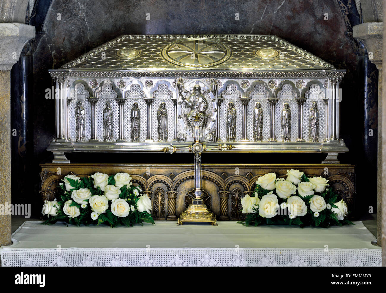 Spain, Galicia: Tomb of Saint James in the crypt of Santiago de ...