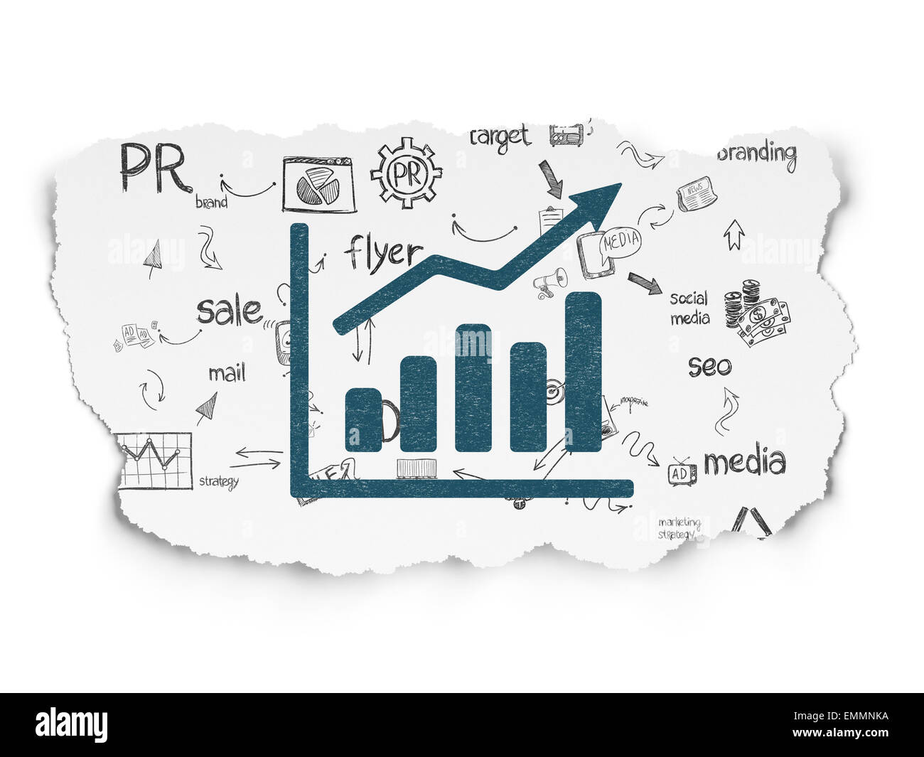 Marketing concept: Growth Graph on Torn Paper background Stock Photo ...