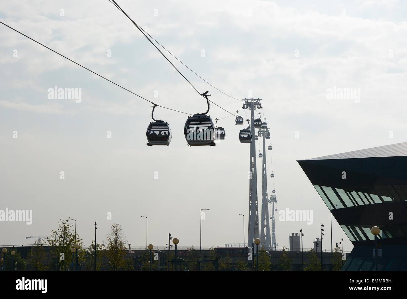 The Emirates Cable Car across River Thames in London, England. From ...
