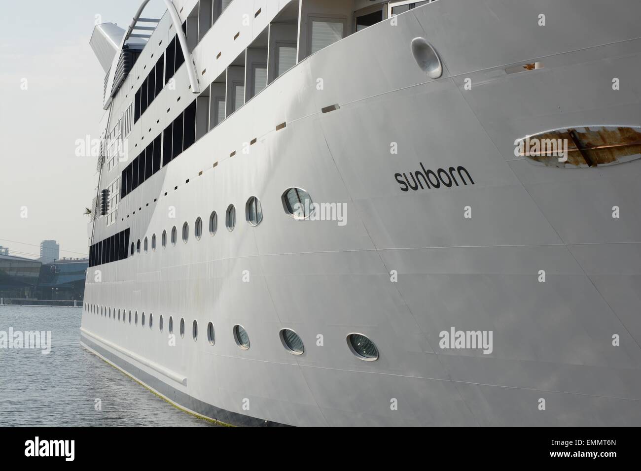 The Sunborn floating Hotel in Docklands, London, England. Close up of ...
