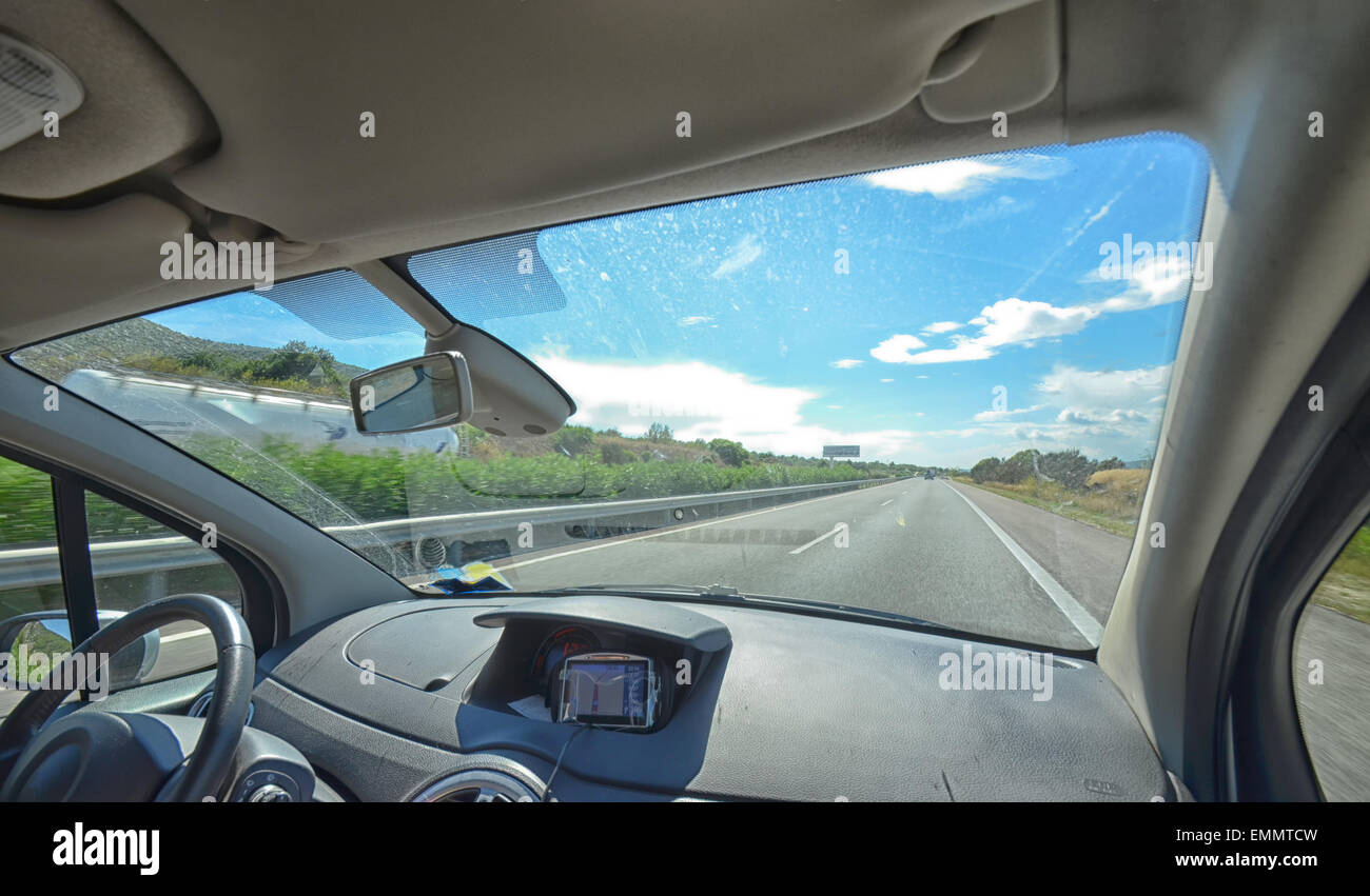 View of motorway from inside the car Stock Photo - Alamy