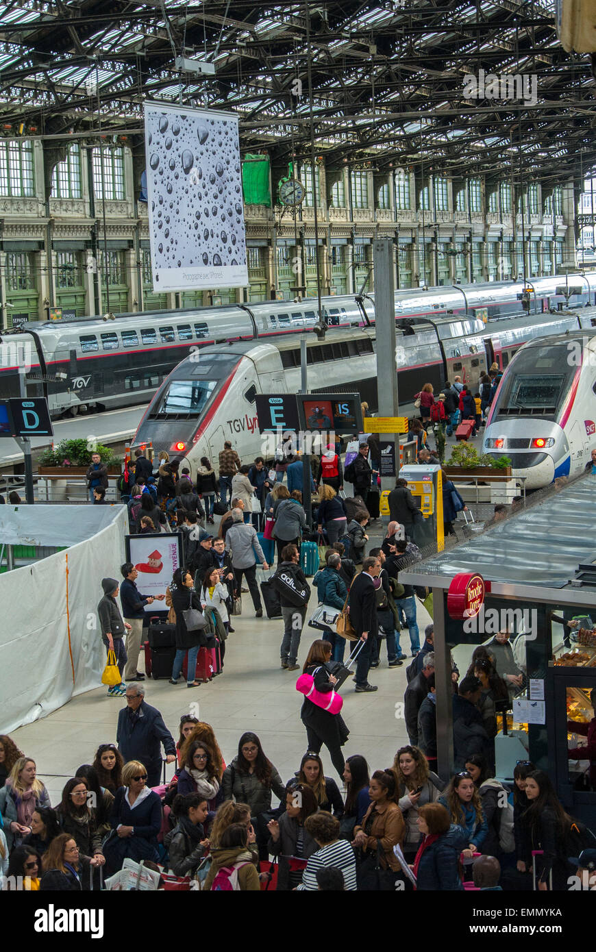 Paris, France. Wide Angle View, Vertical, "Gare de Lyon" Train Station ...