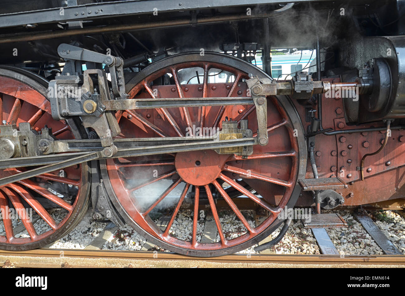 Wheels of classic steam locomotive Stock Photo - Alamy