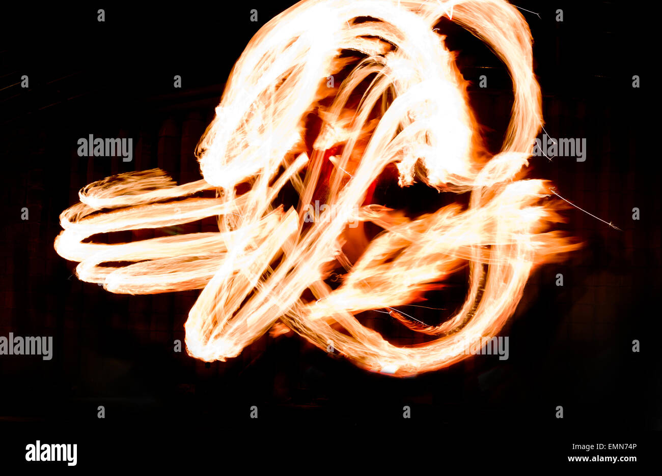 Fire Show Flaming Trails Stock Photo - Alamy