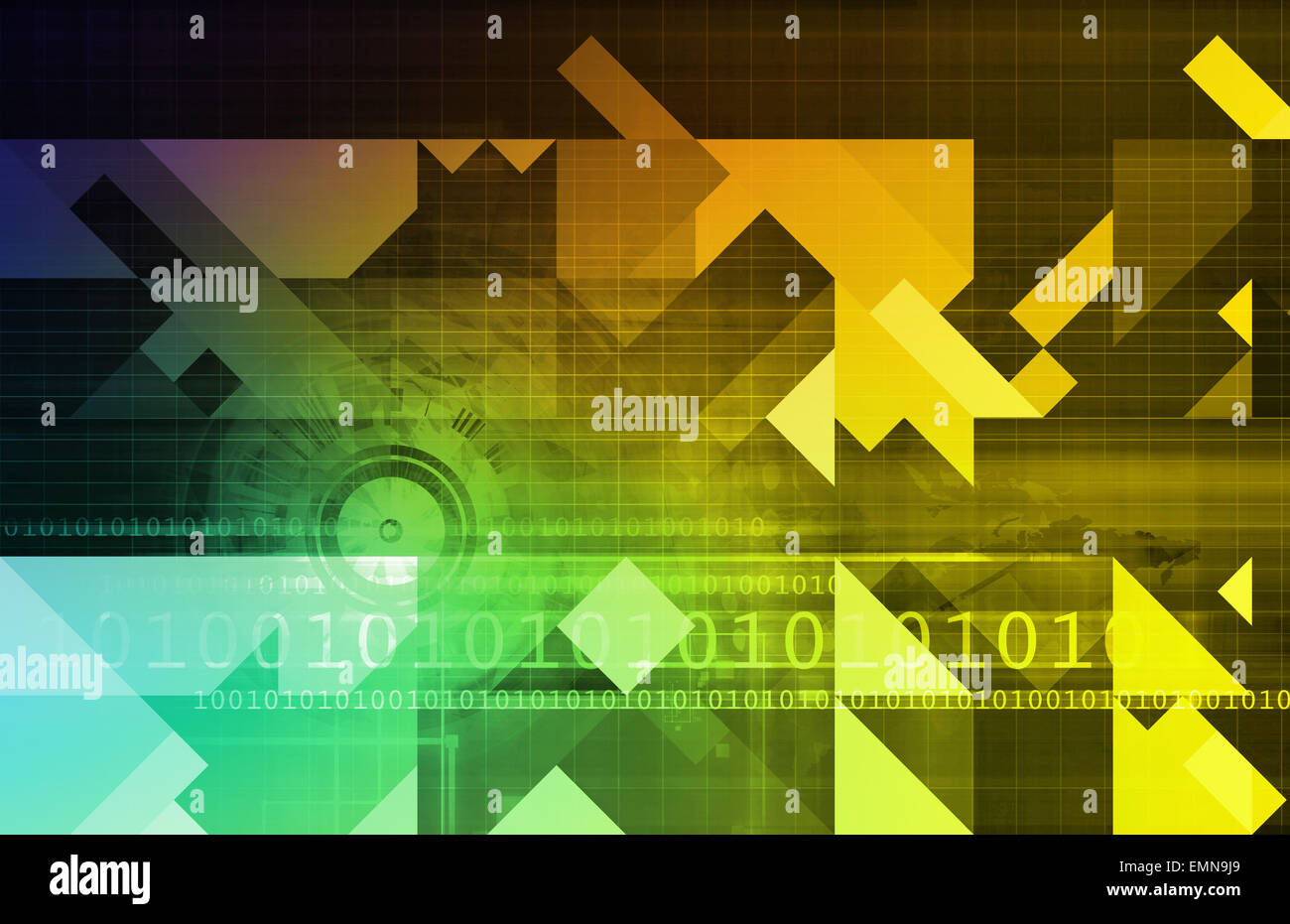 Binary Data Stream with Arrows on Digital Abstract Stock Photo - Alamy