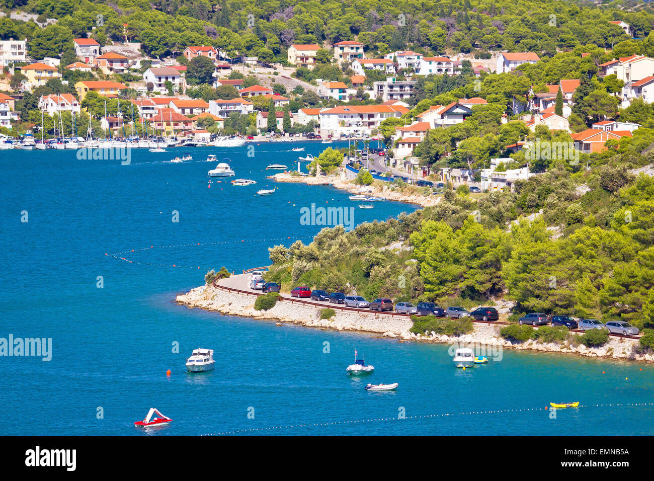 Tisno village on island of Murter bay view, Dalmatia, Croatia Stock ...