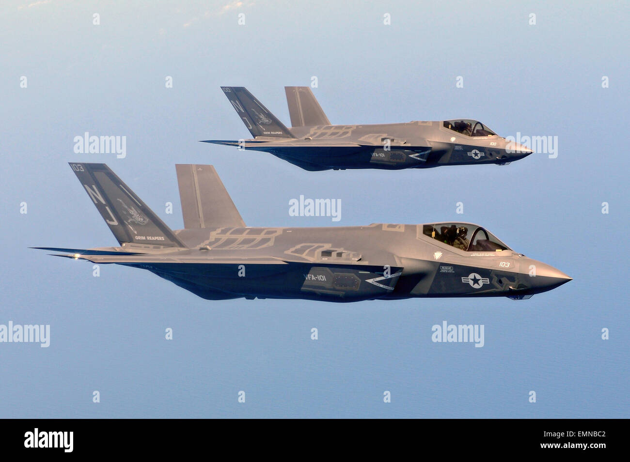 Two US Navy F-35C Lightning II fighter aircraft during a training ...