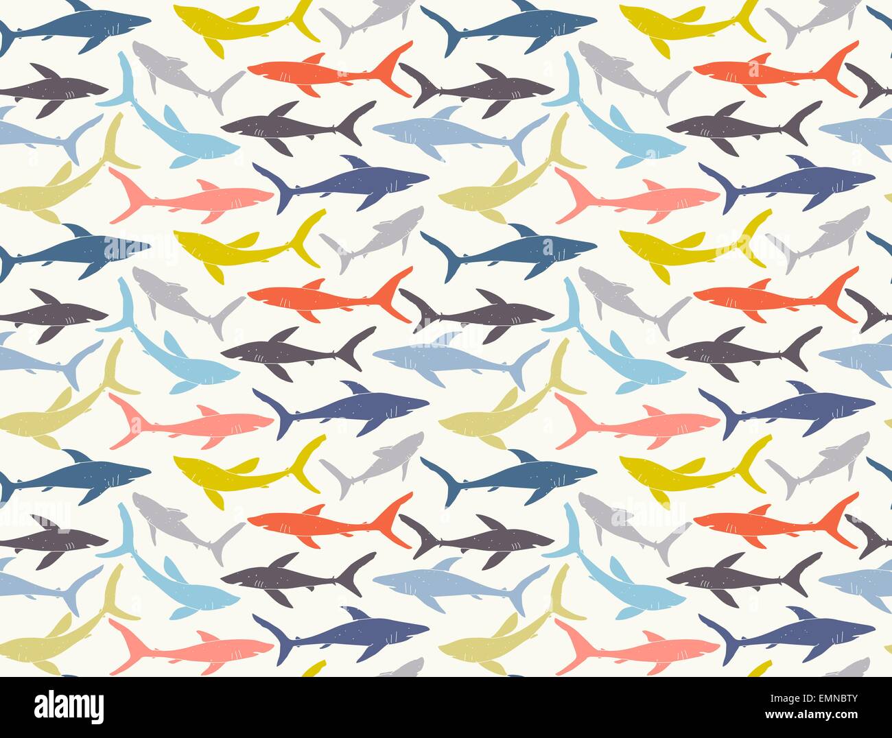 Seamless pattern of hand-drawn sharks silhouettes. EPS 10 vector Stock ...