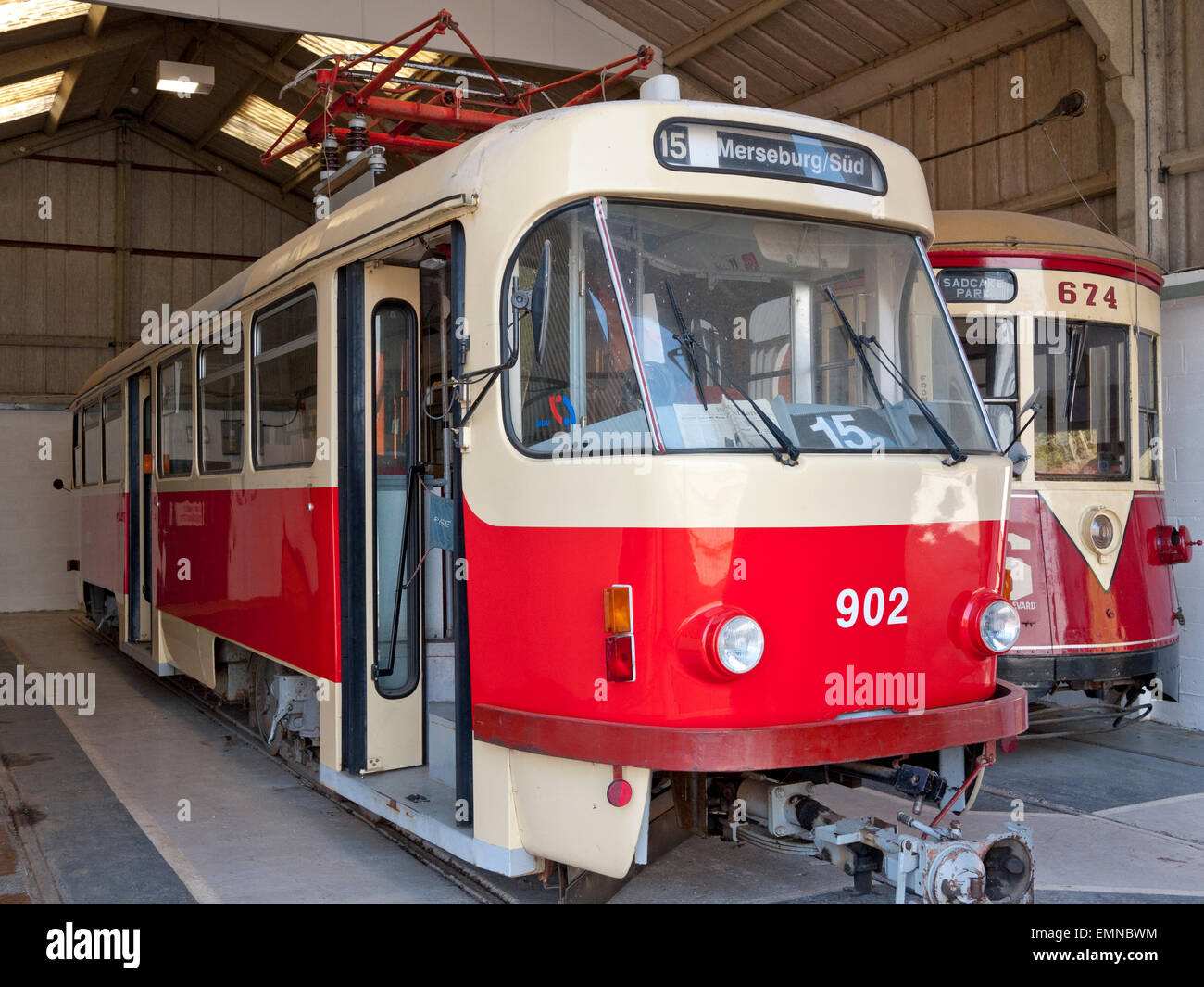 Various Trams at the Crich Tram Museum, Crich, Matlock, Derbyshire, UK ...