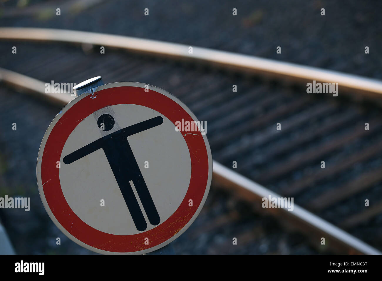 A 'No entry' sign is pictured at the end of a platform at the main ...
