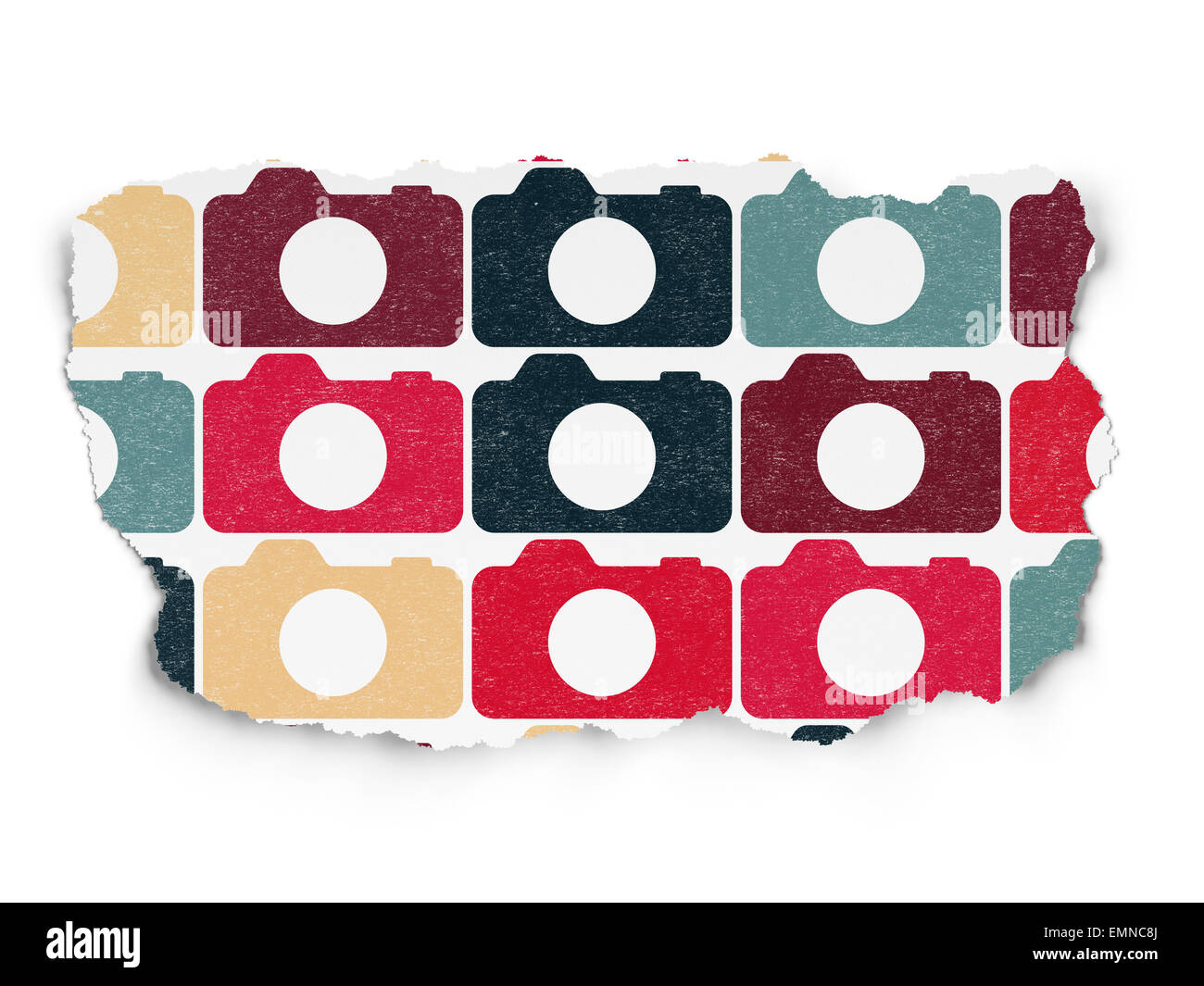 Travel concept: Photo Camera icons on Torn Paper background Stock Photo ...