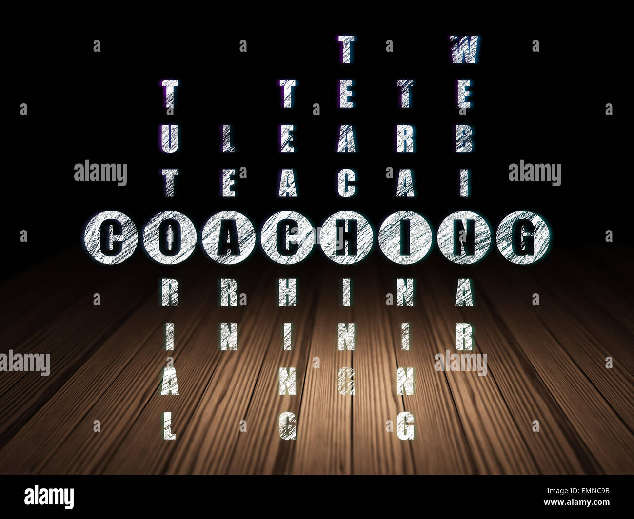 Education concept: word Coaching in solving Crossword Puzzle Stock ...
