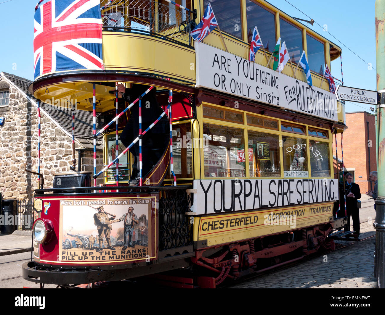 Tram at the Crich Tram Museum, Crich, Matlock, Derbyshire, UK Stock ...
