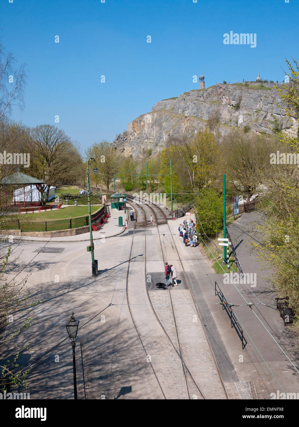 Looking down at a section of the Crich Tram Museum, Crich, Matlock ...