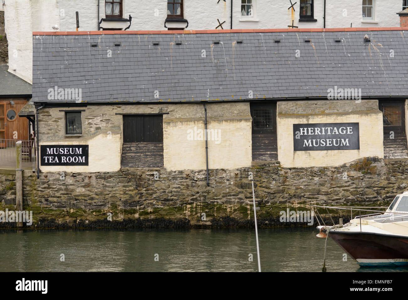 Heritage Museum and Tea Room signs in Polperro, Cornwall, England Stock ...