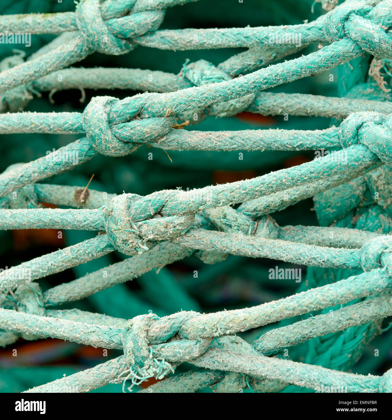 Trawler boat fishing net knot details on boat in Polperro, Cornwall ...